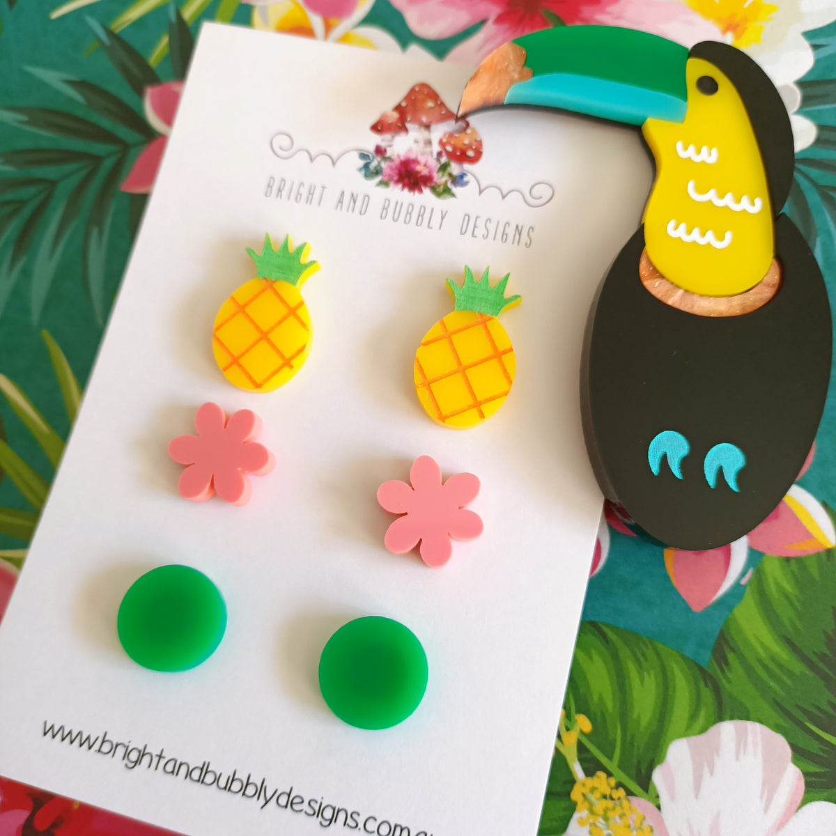 Tropical Jungle Stud Sets – Bright & Bubbly Designs